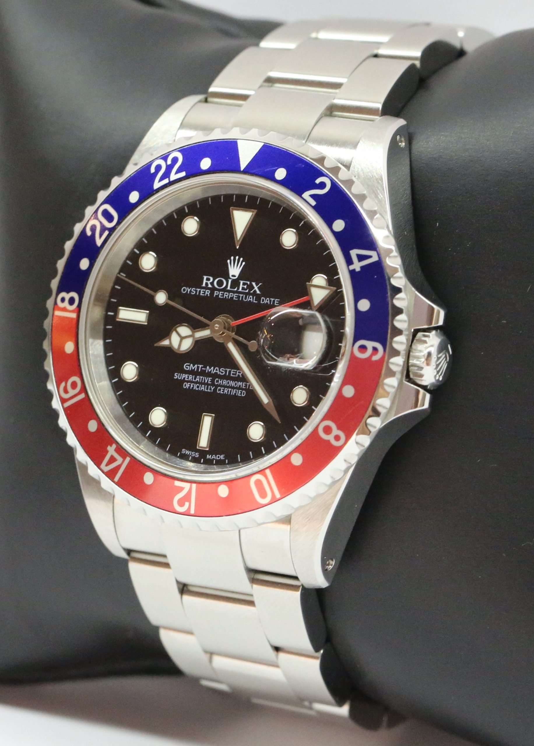 Rolex GMT Master II in stainless steel, Pepsi bezel, black index dial ...