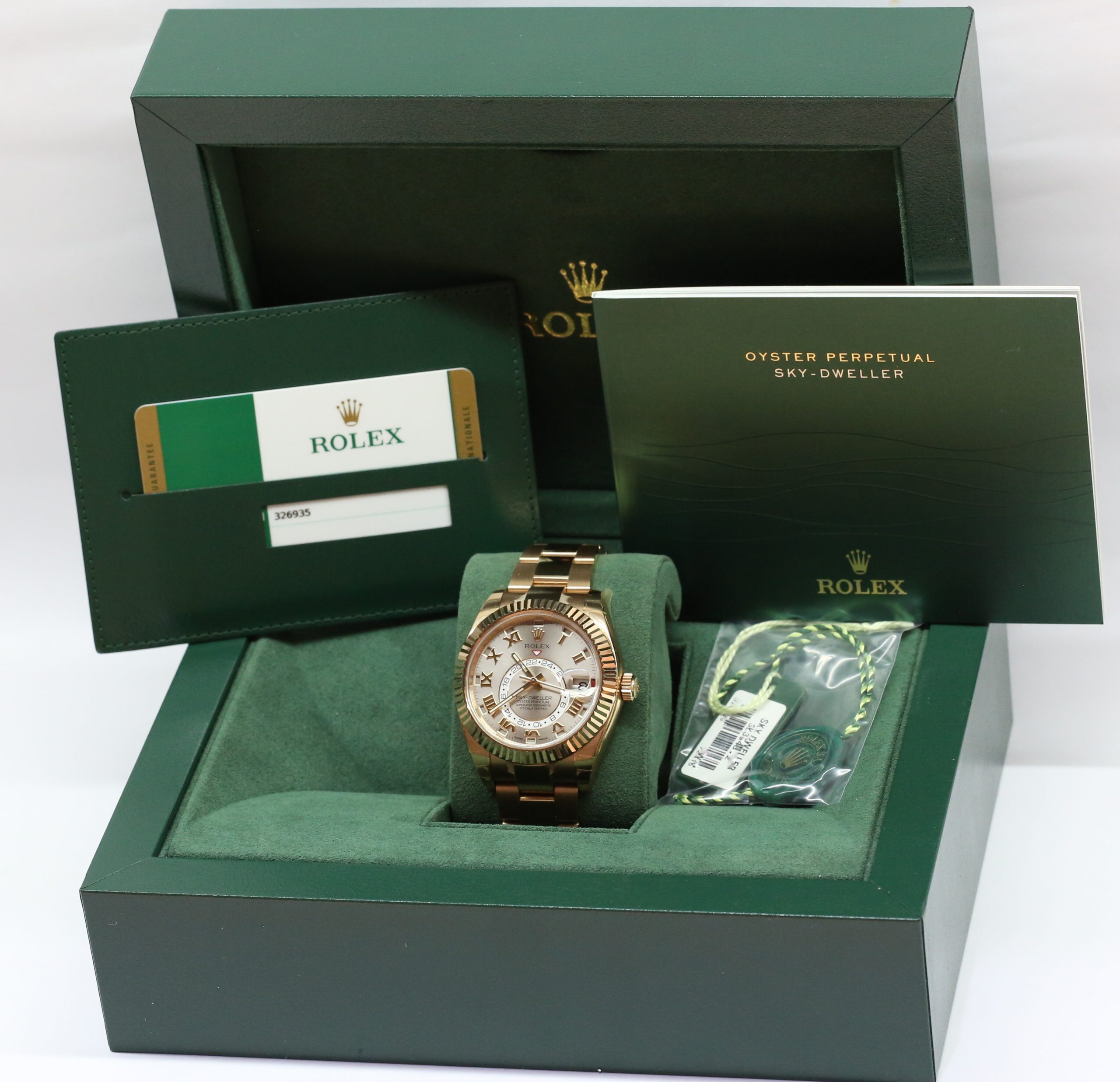 Rolex Sky Dweller 18ct Rose Gold, Sundust Roman Dial, on 18ct Rose Gold ...