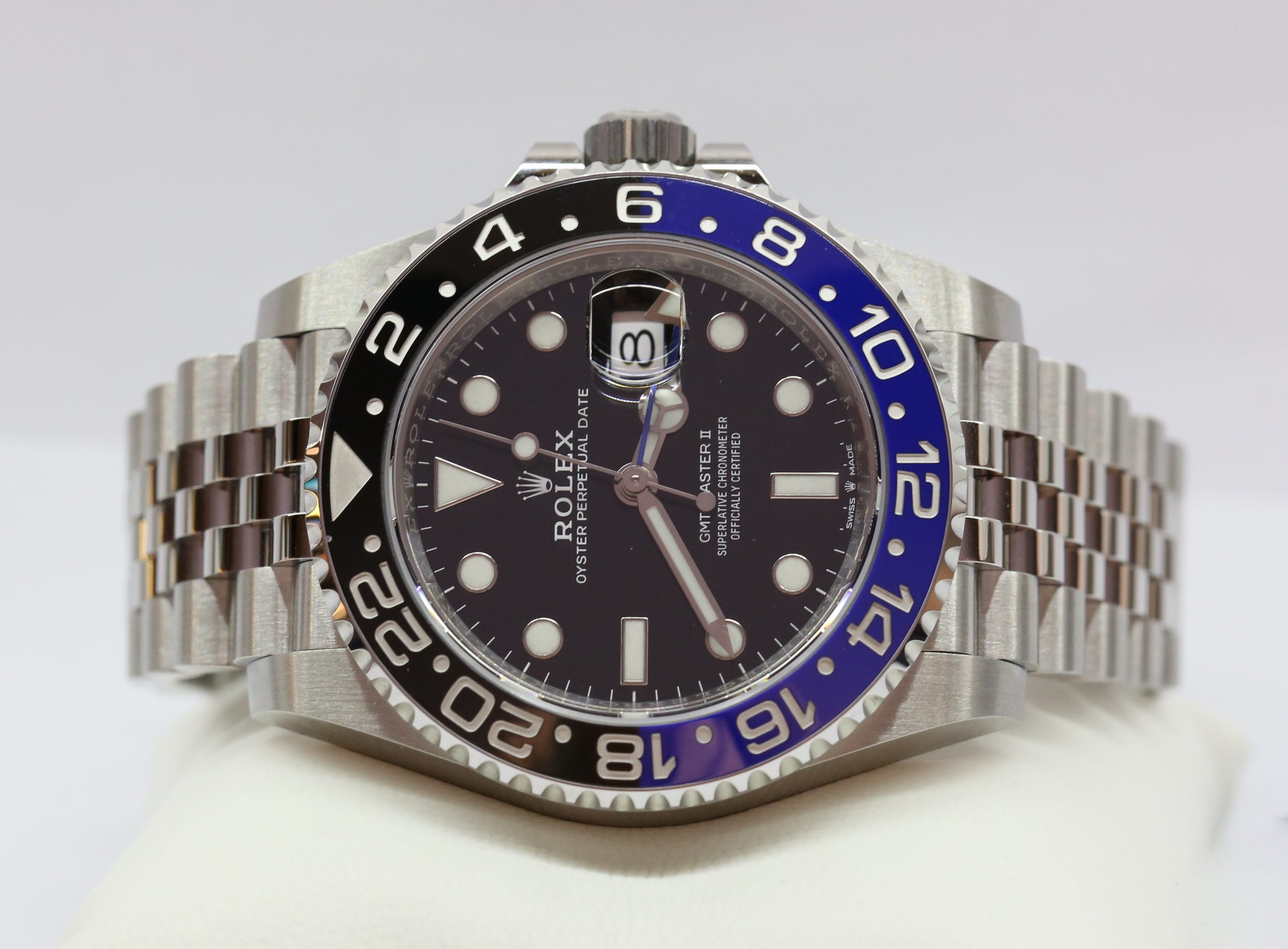 Rolex GMT Master II in stainless steel, Ceramic Blue Black Bezel on ...