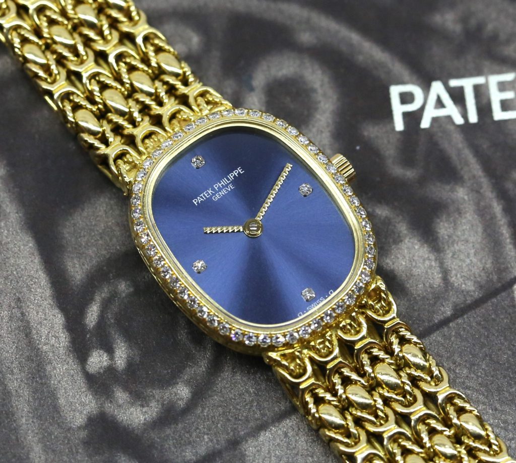 Patek Philippe Ladies Ellipse 18ct Yellow Gold, Blue Diamond dial and ...