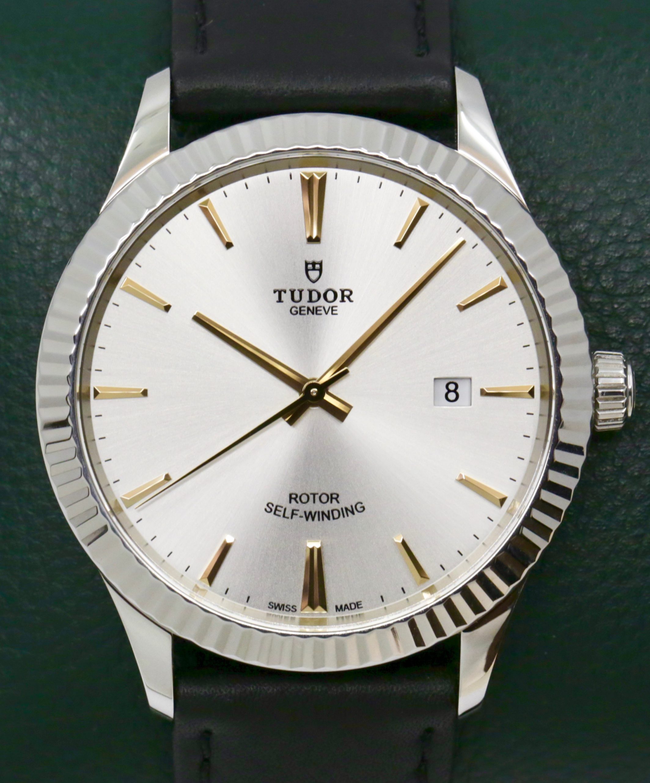 Tudor Style 41 in stainless steel, silver index dial with fluted bezel ...
