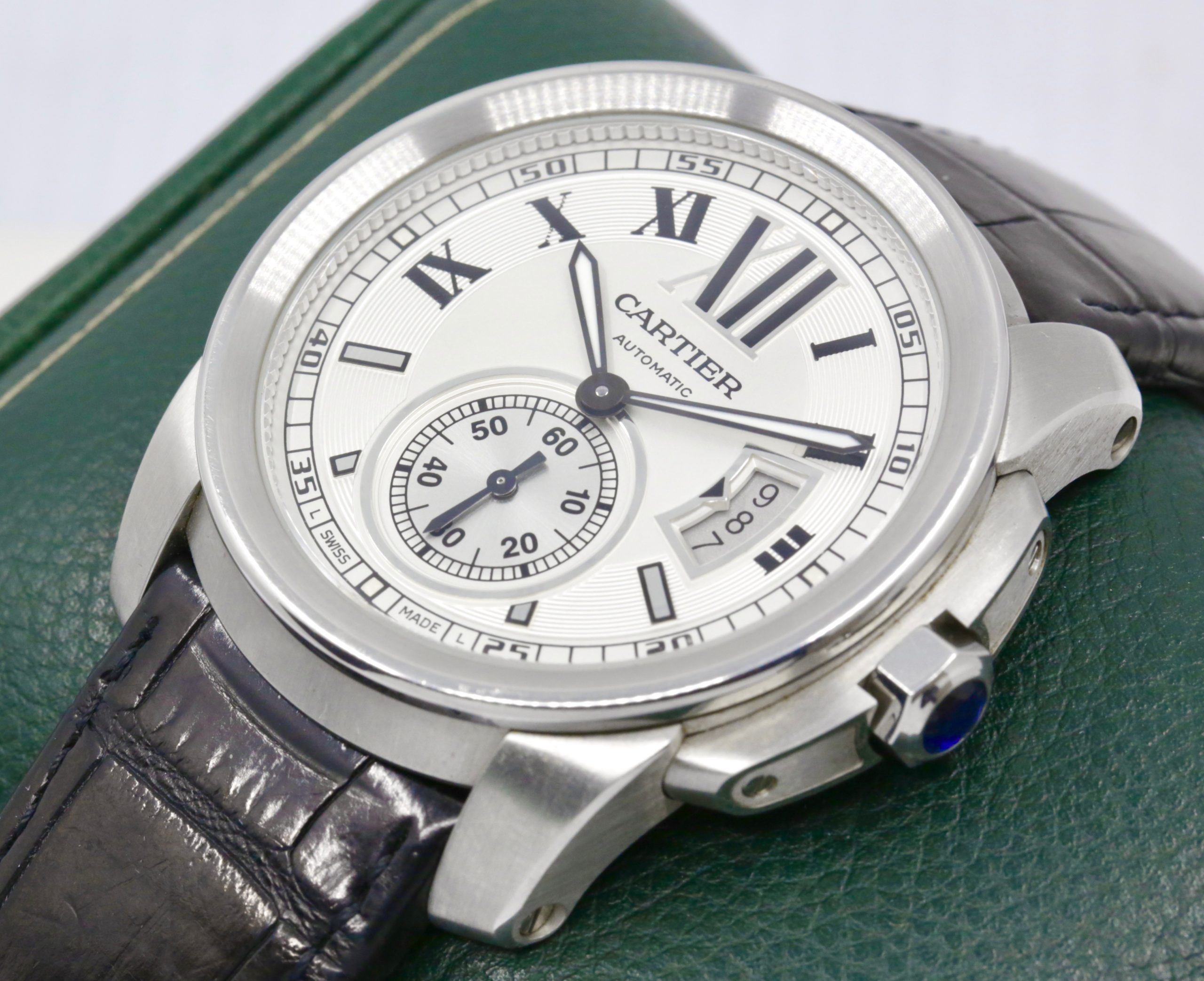 Cartier Calibre de Cartier in Stainless Steel, Silver Roman Dial with ...