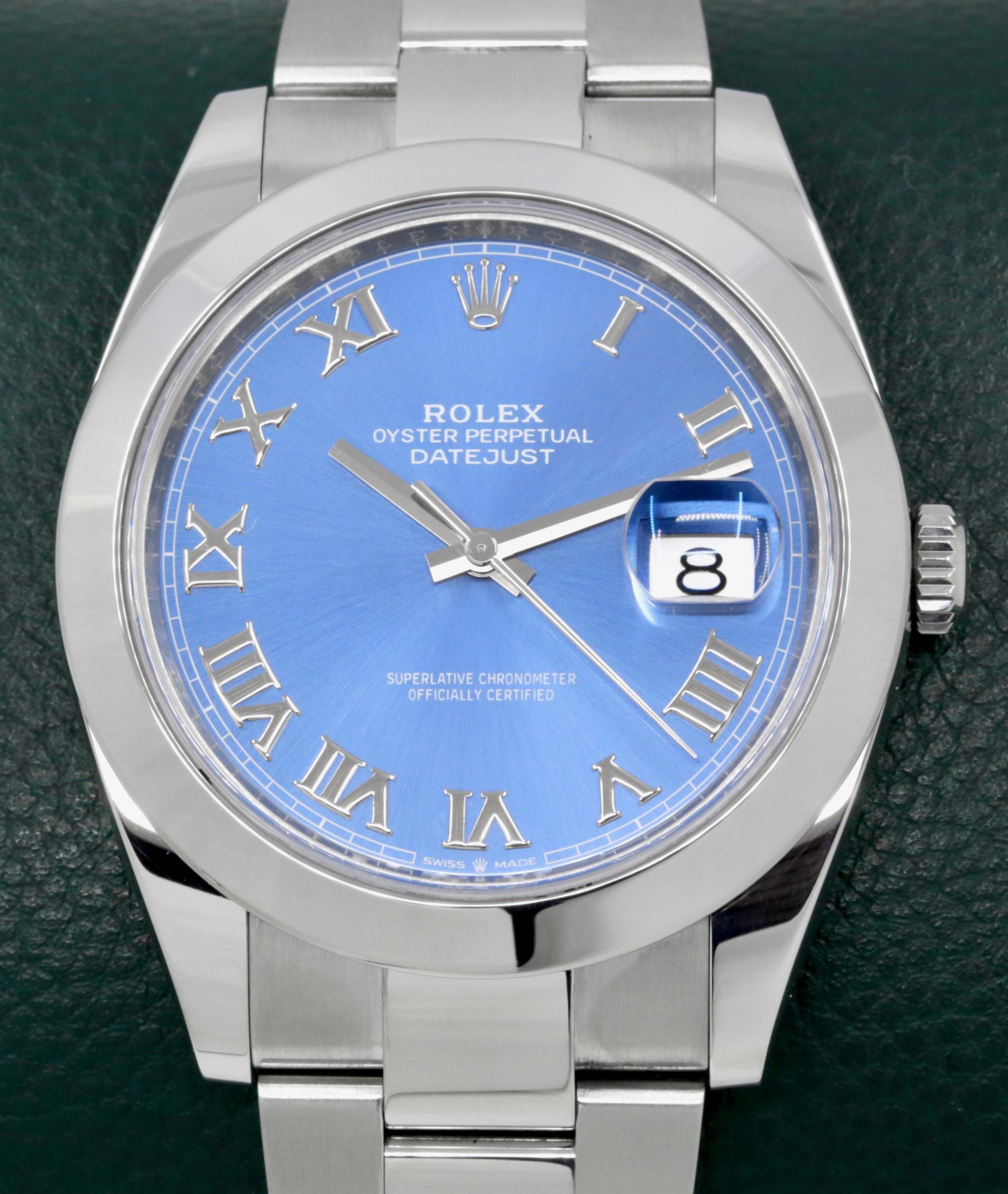 Rolex Oyster Perpetual Datejust 41, Stainless Steel, Azzurro Blue Roman ...