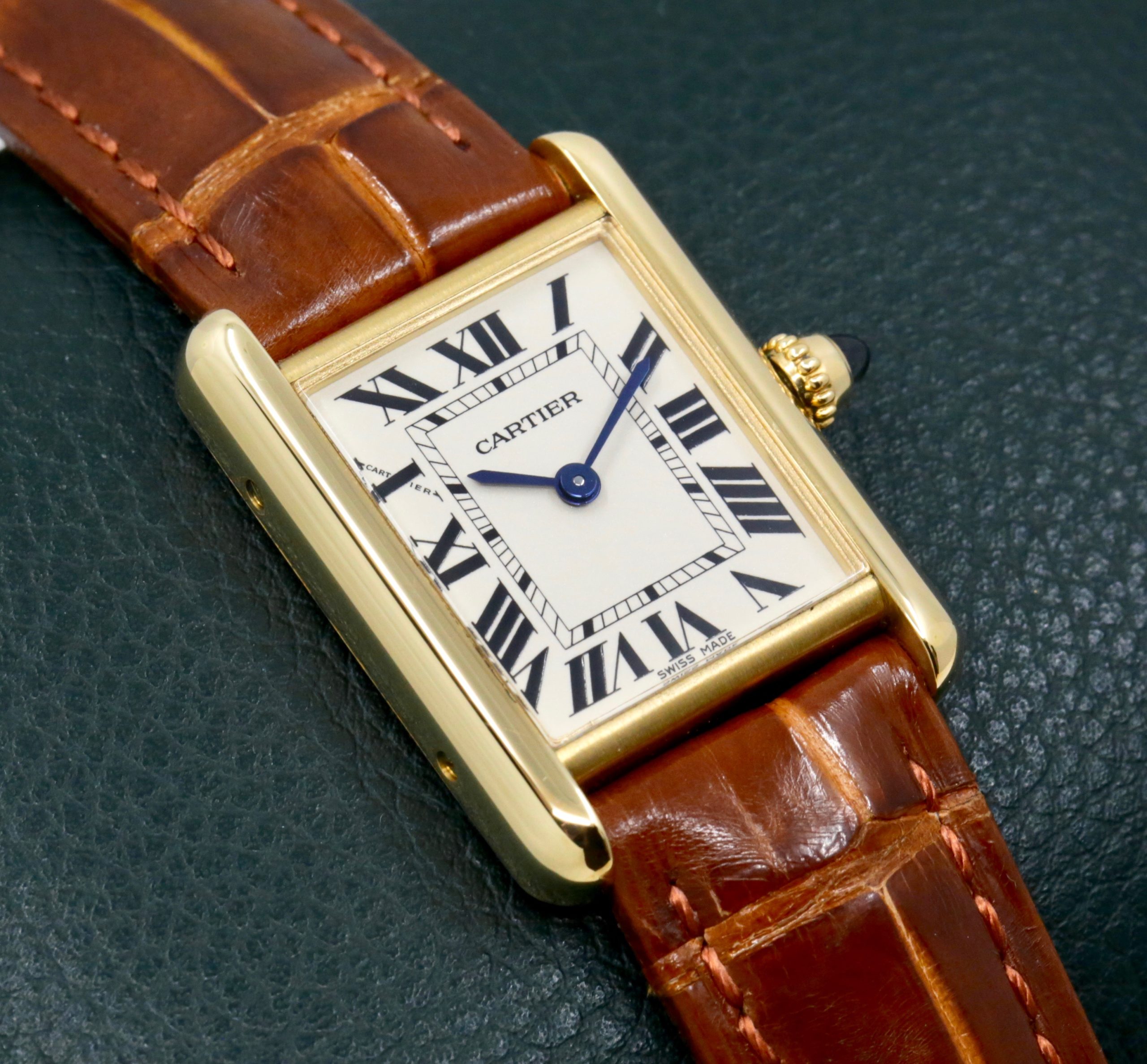 Cartier Tank Louis, Small Model, in 18ct Yellow Gold, Silver Roman Dial ...